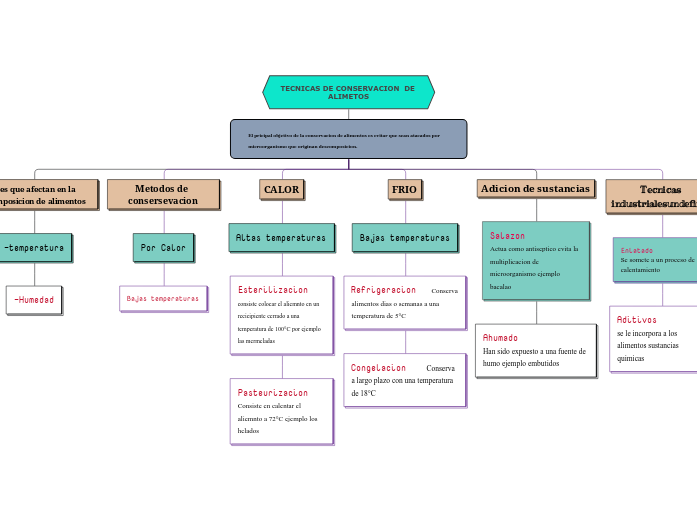 TECNICAS DE CONSERVACION DE ALIMETOS - Mind Map